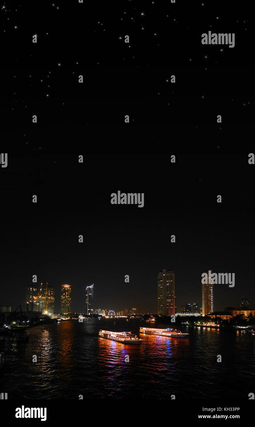 Bangkok night riverside with starry sky Stock Photo - Alamy