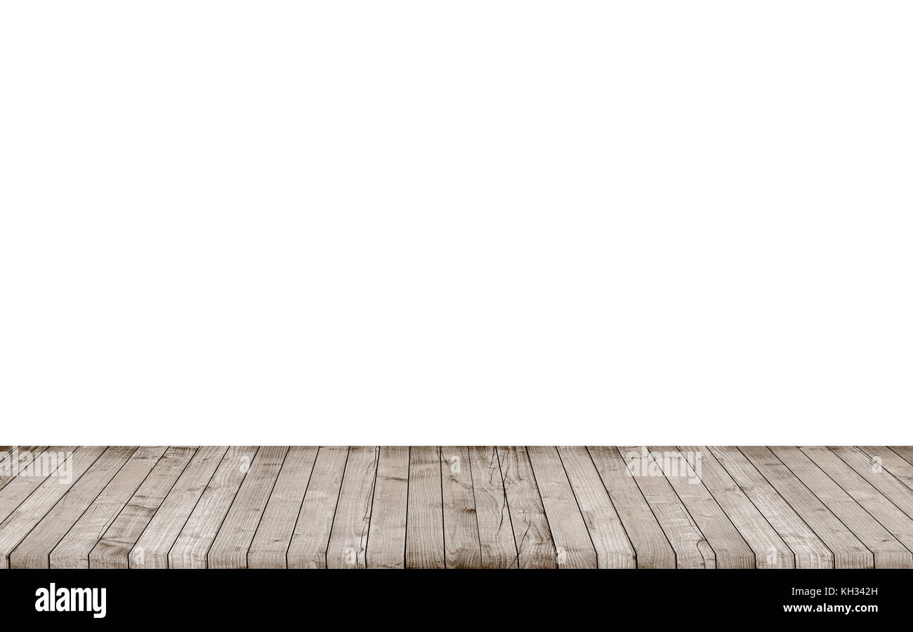 Grunge gray wooden table top on white background Stock Photo - Alamy