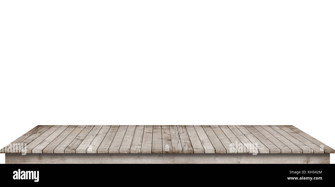 Grunge gray wooden table top on white background Stock Photo - Alamy