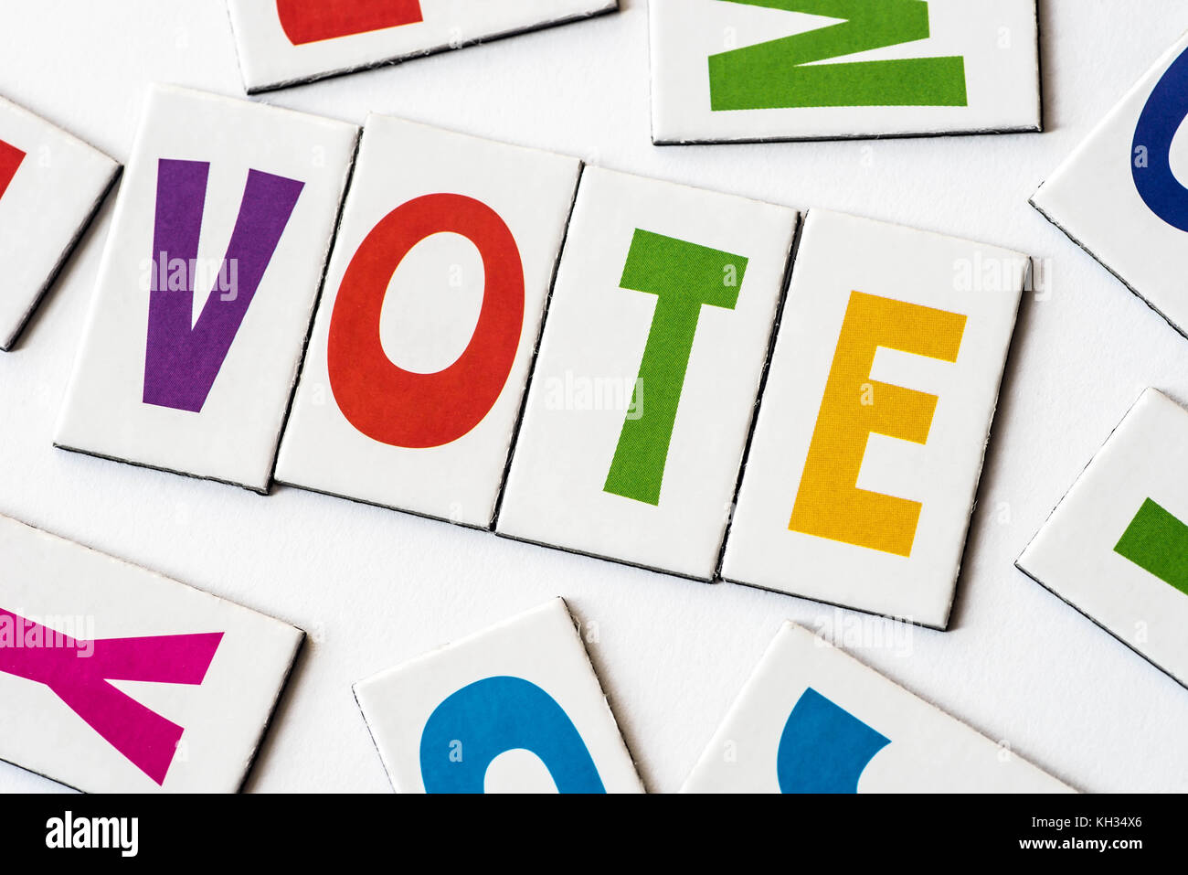 word vote made of colorful letters on white background Stock Photo - Alamy