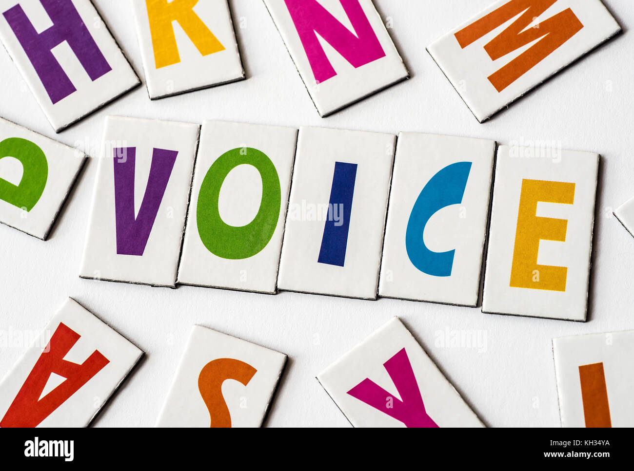 word voice made of colorful letters on white background Stock Photo - Alamy