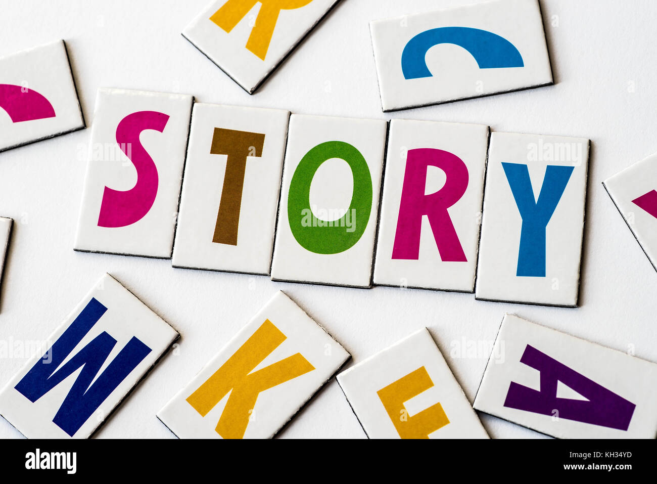 word story made of colorful letters on white background Stock Photo - Alamy