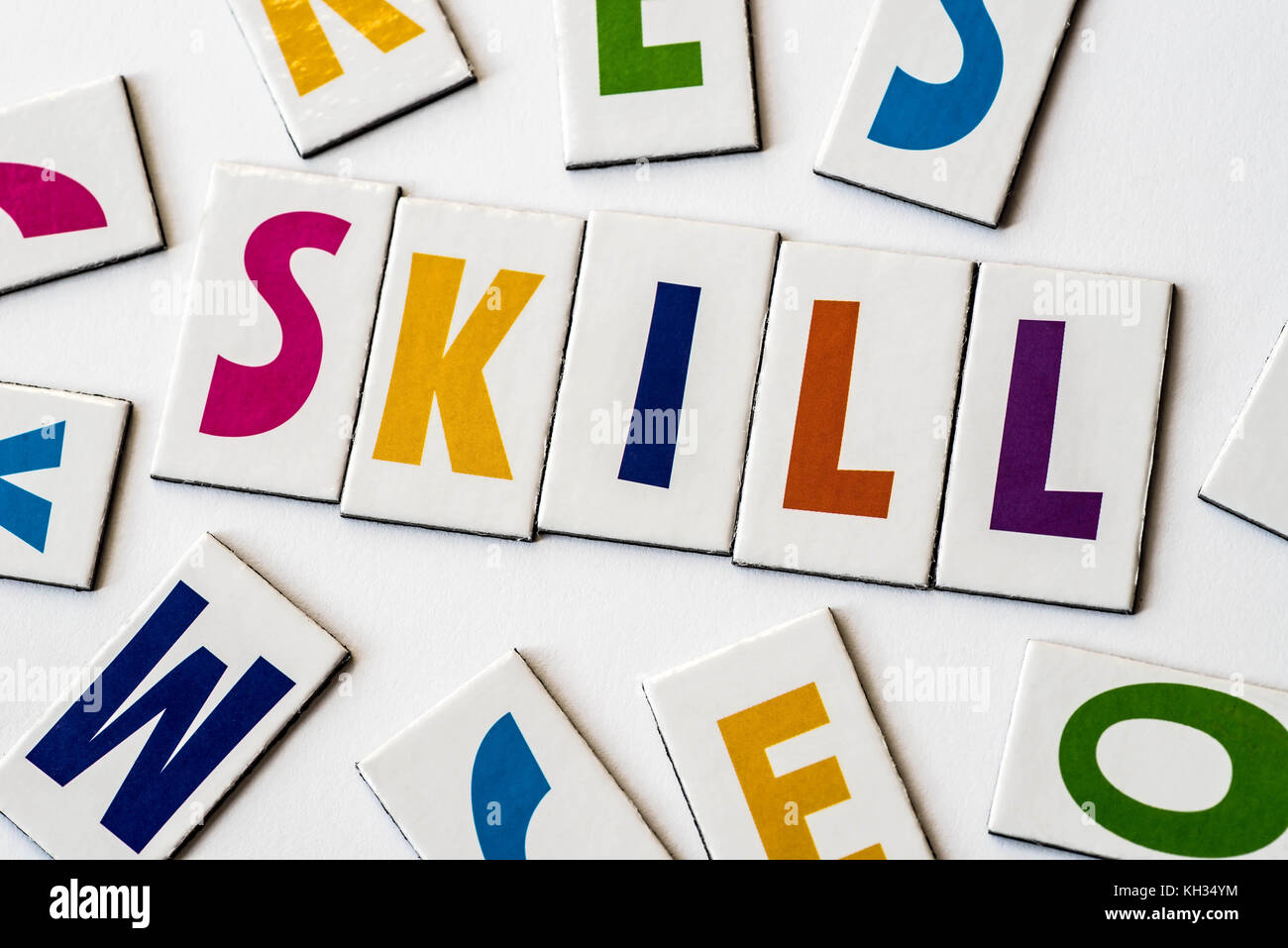 word skill made of colorful letters on white background Stock Photo - Alamy