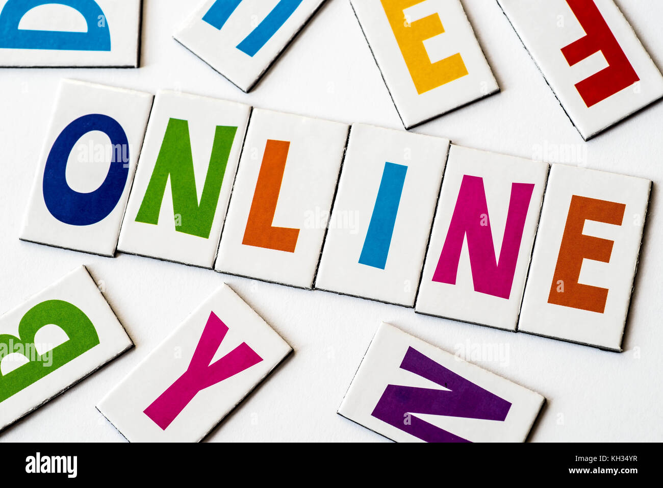 word online made of colorful letters on white background Stock Photo ...