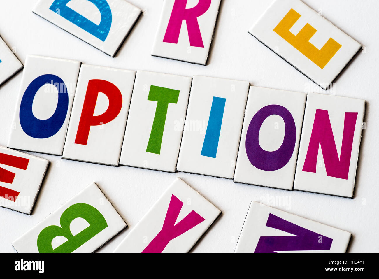 word option made of colorful letters on white background Stock Photo ...