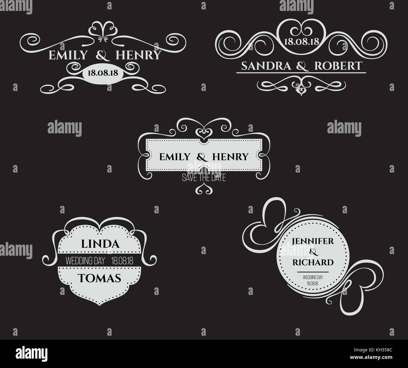 Vintage card watercolor wedding Stock Vector Images - Alamy