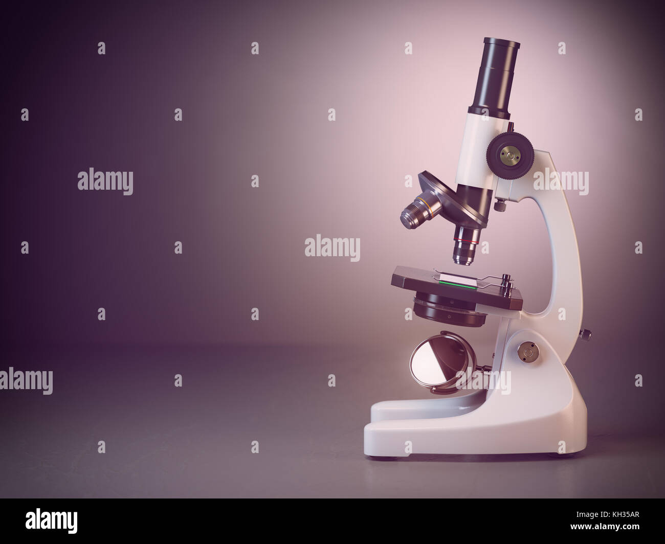 Microscope on grey background. 3d render illustration Stock Photo - Alamy
