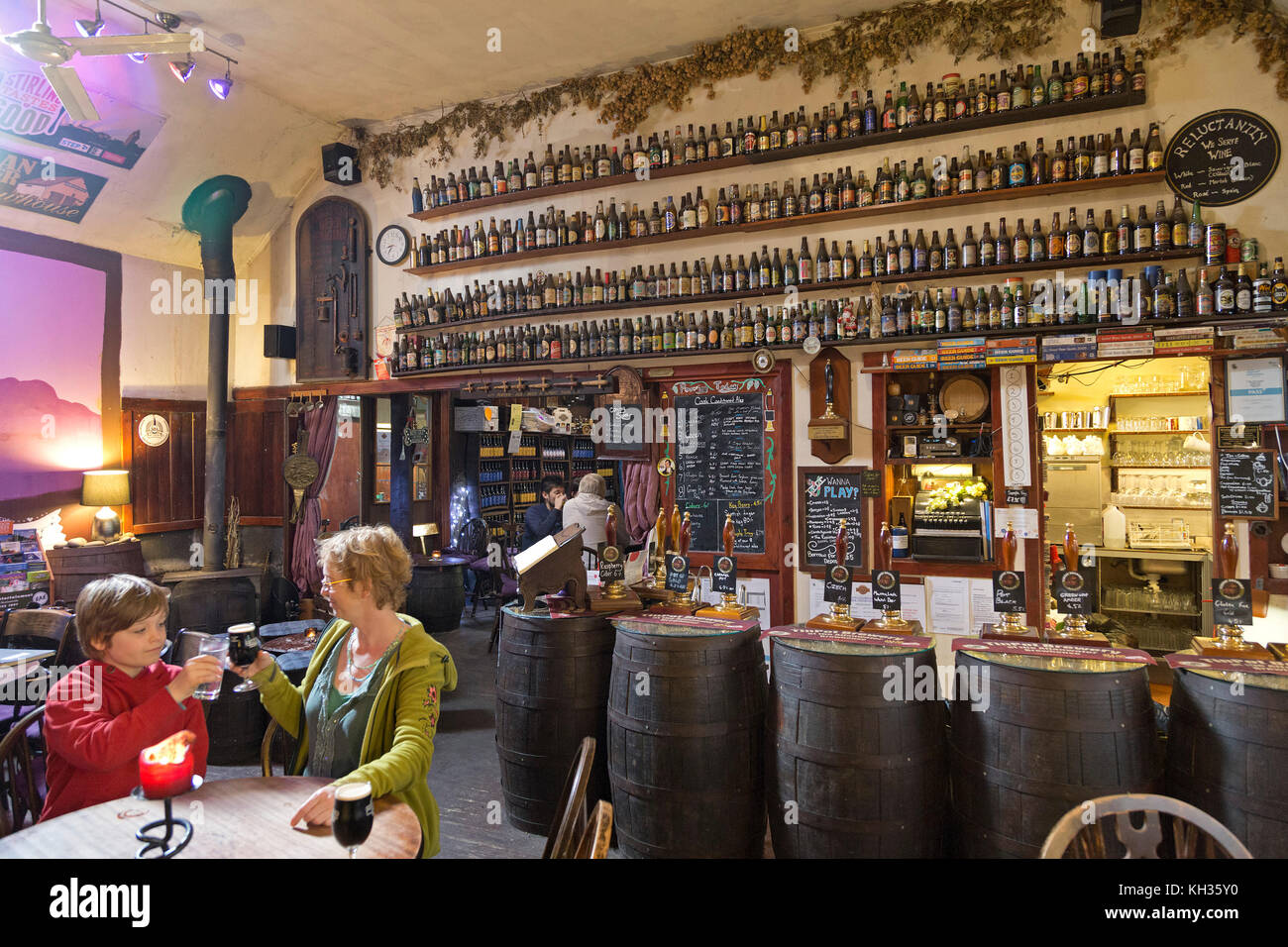 mother and son in Allanwater Brewhouse, Bridge of Allan, Scotland ...