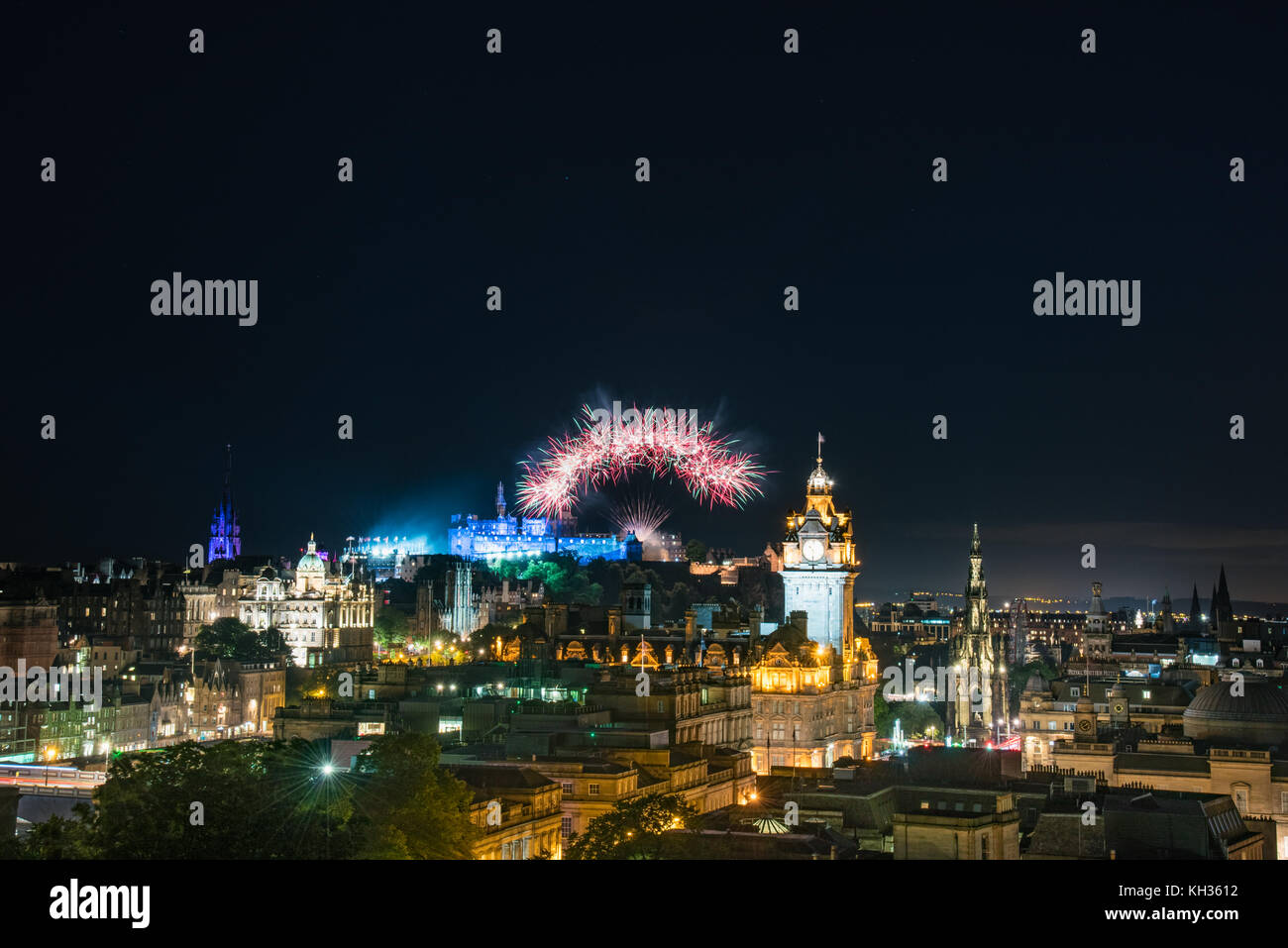 EDINBURGH, SCOTLAND - AUGUST 15, 2017 - The scenic summer fireworks in ...