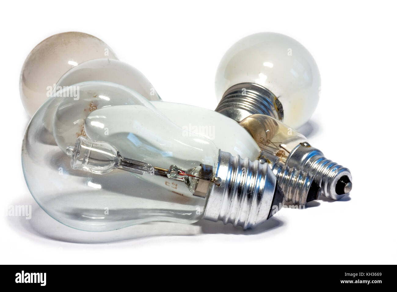 Six light bulbs on a white background Stock Photo - Alamy