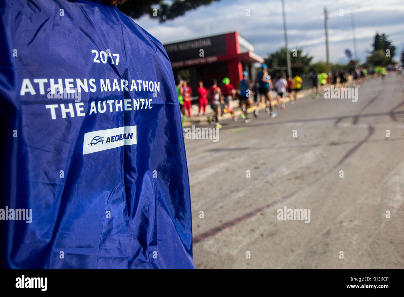 Athens, Greece. 12th Nov, 2017. The logo of the race is seen in the ...
