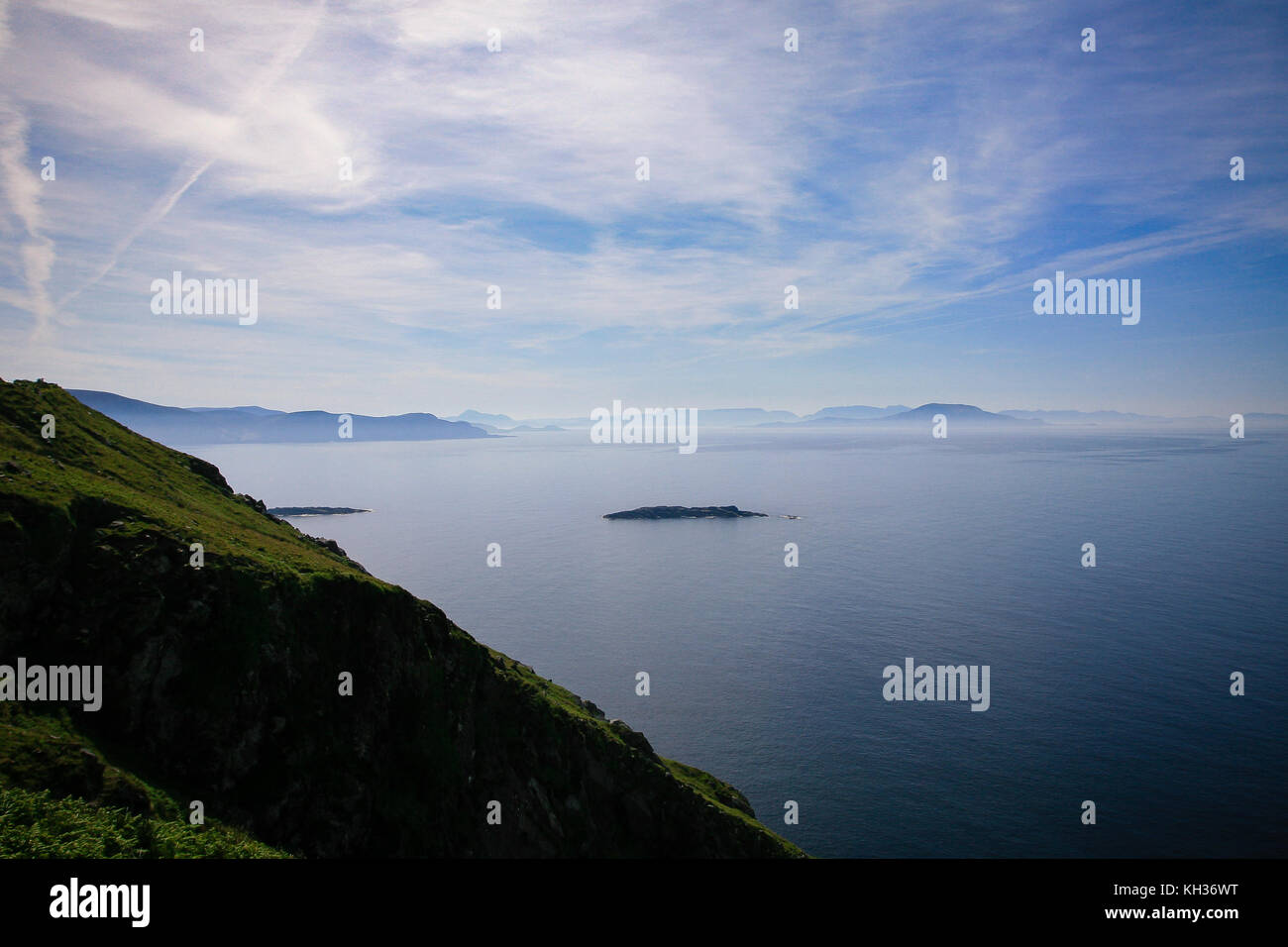 Overlooking the Atlantic Ocean from viewing point on the way to Keem ...