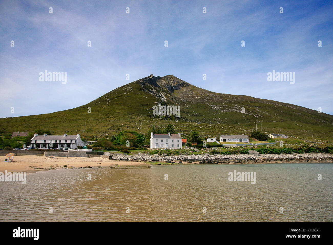 Slievemore mountain seen from the Silver Strand Dugort Beach in Dugort ...