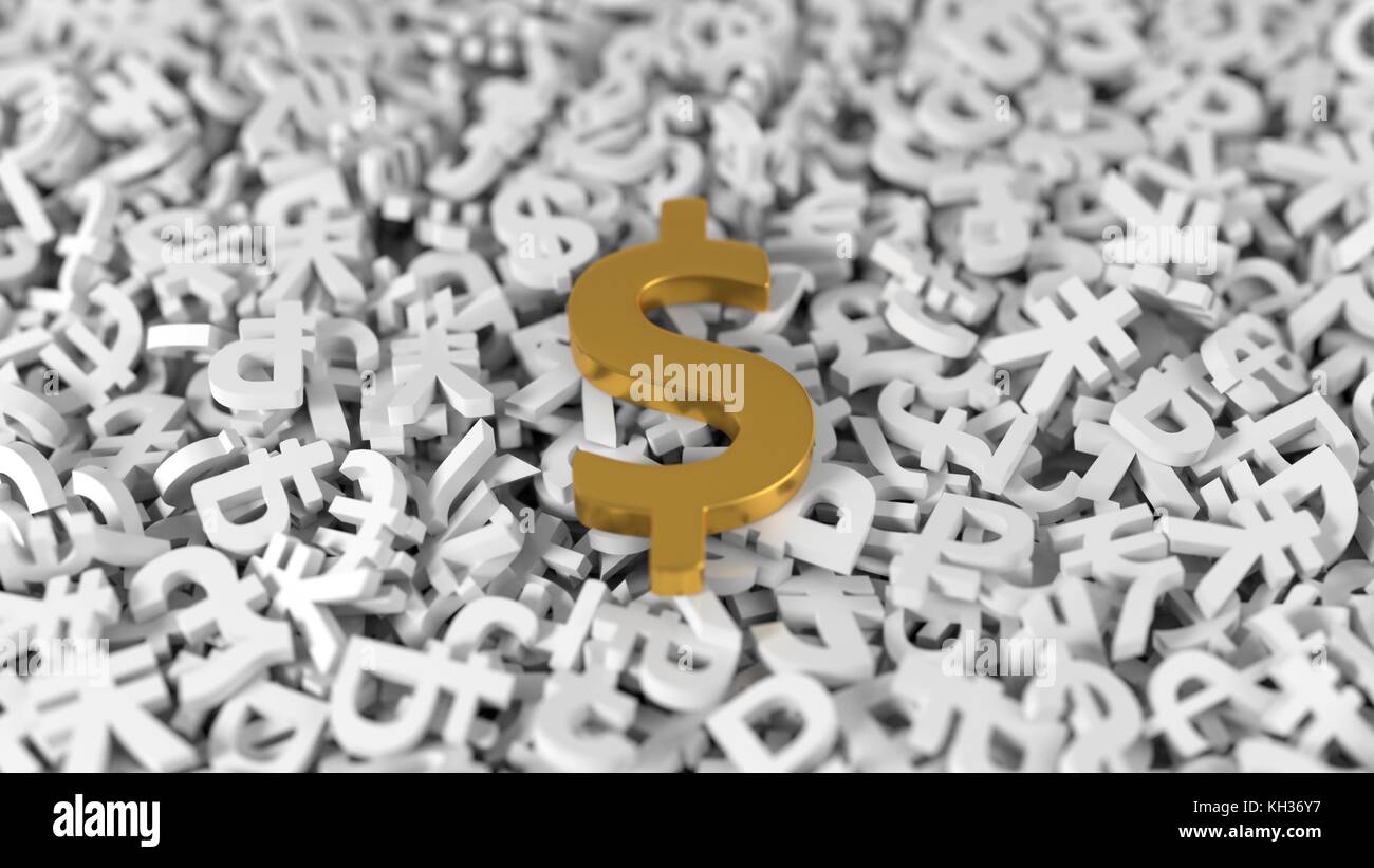golden dollar sign on stack of white currency signs.. conceptual ...
