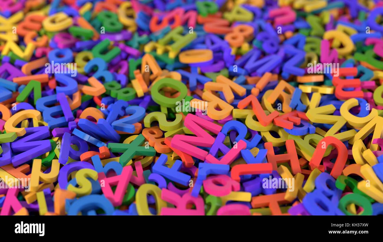 stack of letters. conceptual illustration background in 3d Stock Photo ...