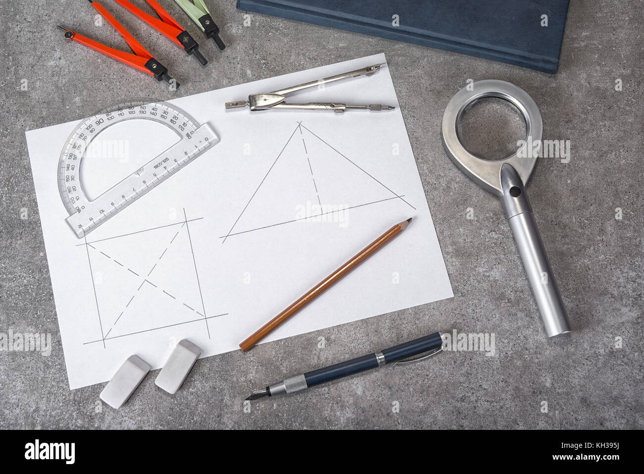 Mathemethics and geometry tools in the school and projecting Stock ...