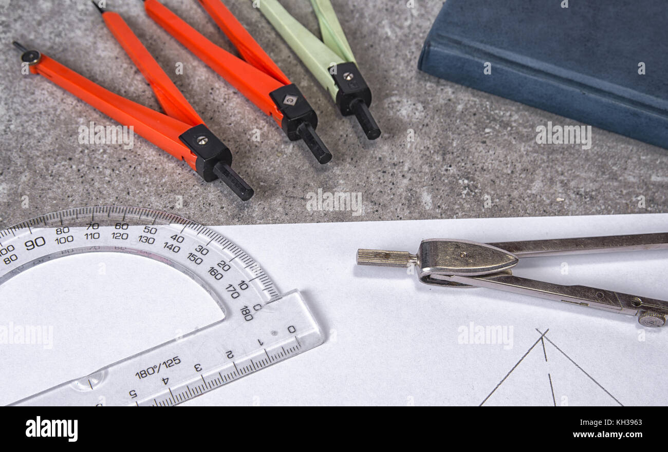 Mathemethics and geometry tools in the school and projecting Stock ...