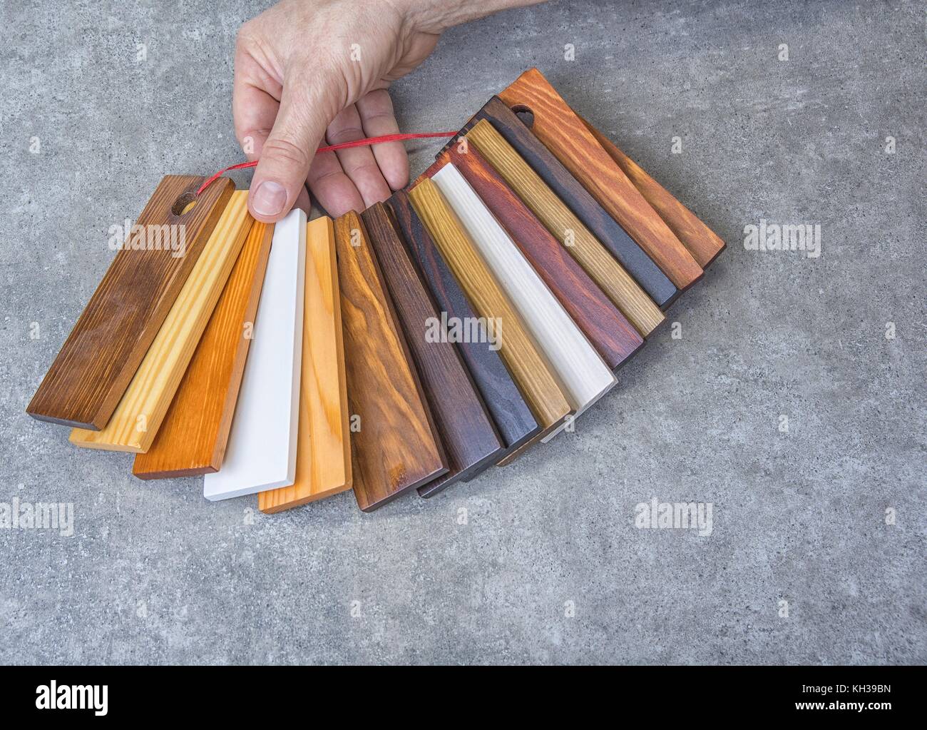 Paint samples on small wooden boards Stock Photo - Alamy