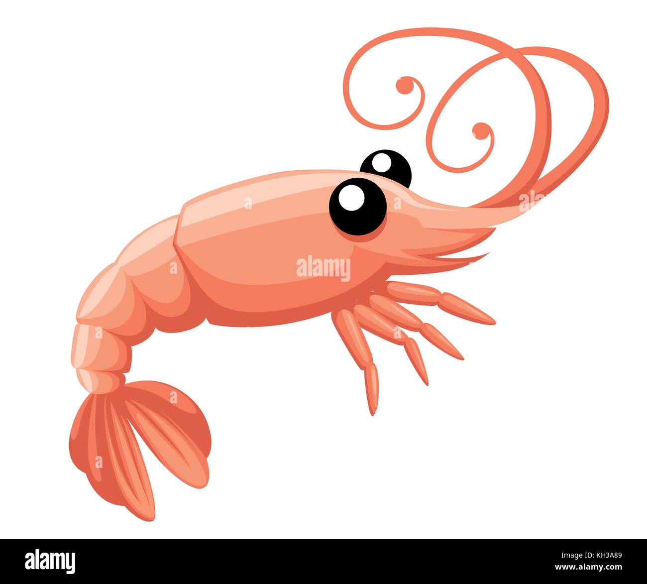 Shrimp silhouette. Isolated shrimp on white background cartoon ...