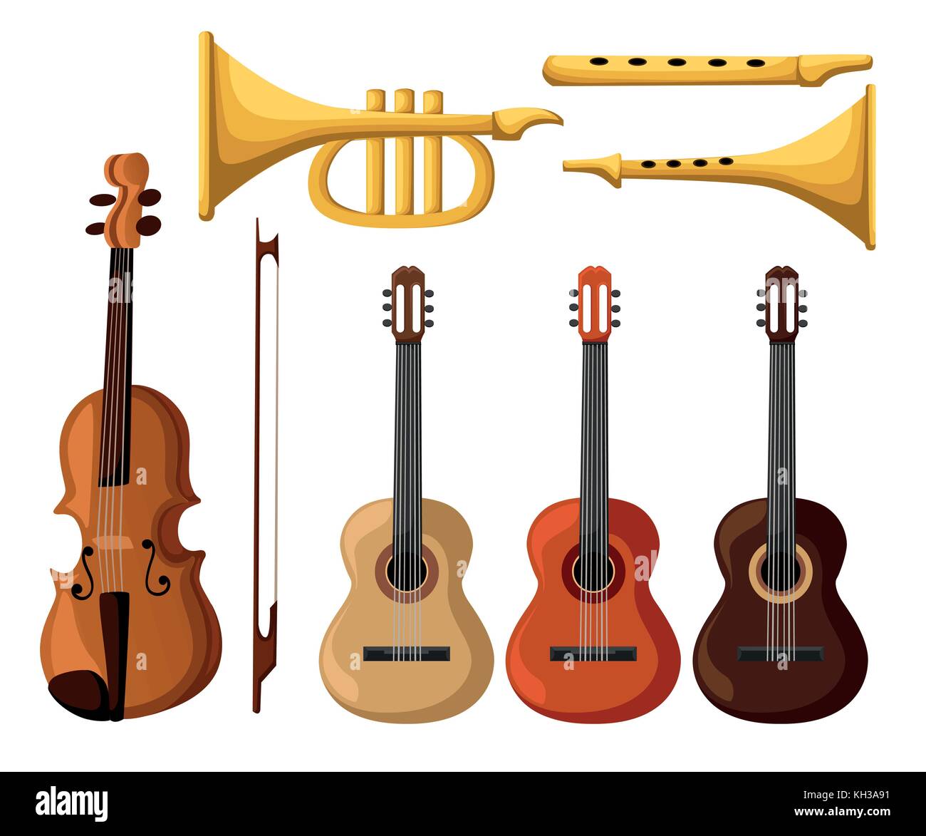 Musical instruments. Vector isolated objects guitar pipe discount Web ...