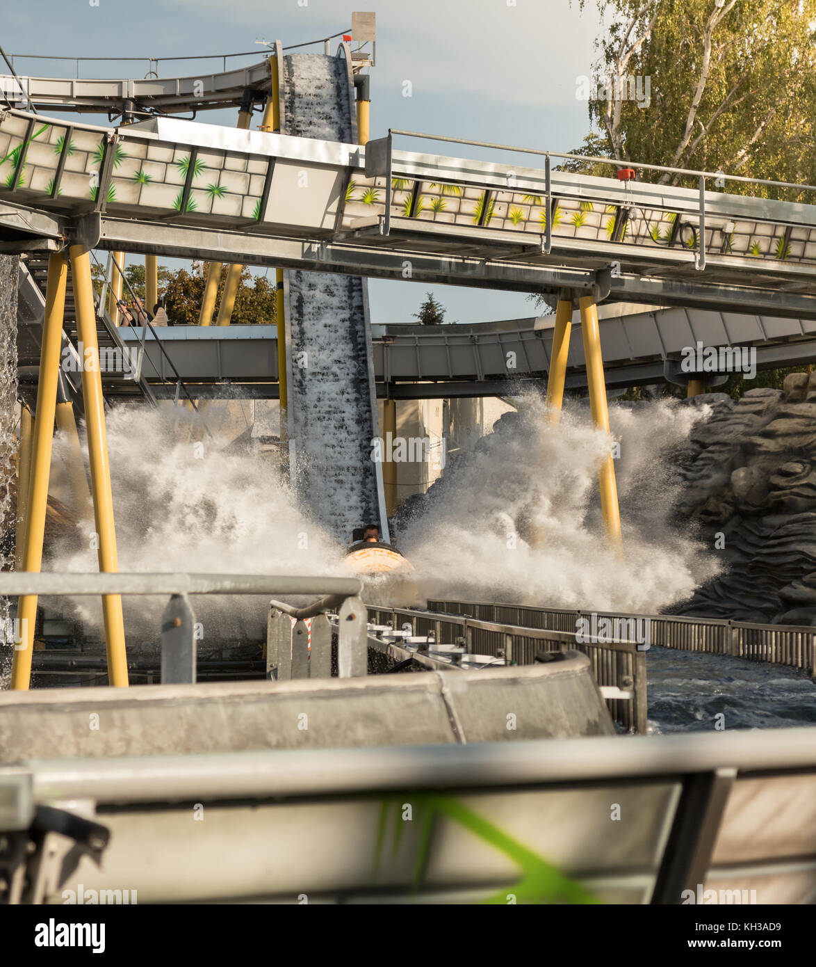 Amusement park ride, water slide roller coaster Prater Vienna Austria ...