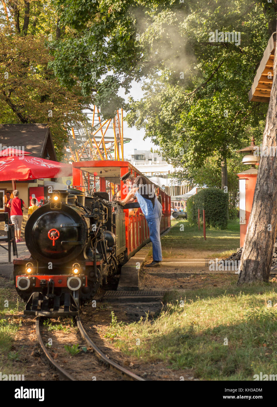 Amusement park, Little train family fun, Vienna, Austria 26 August 2017 ...