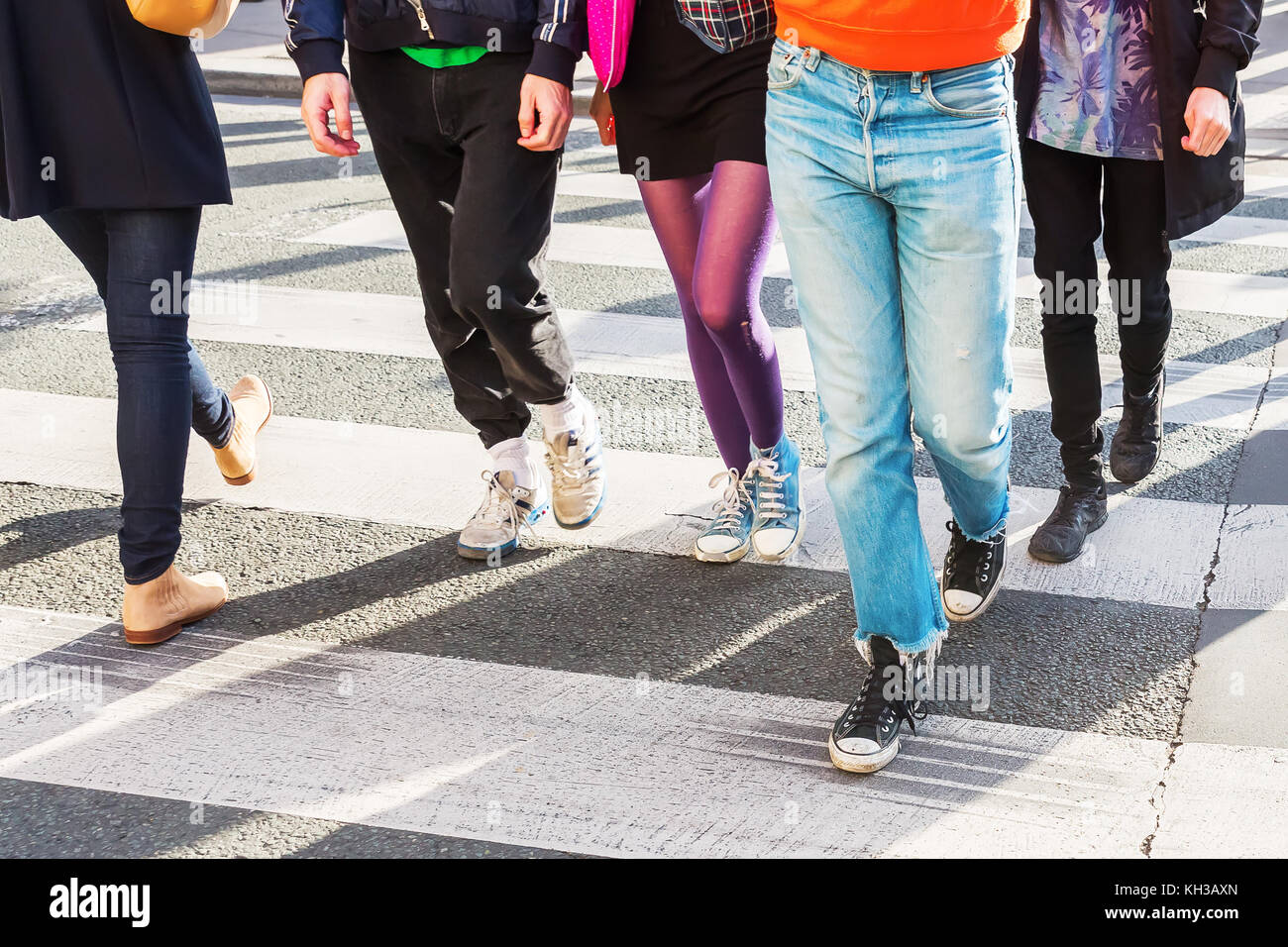 picture of legs of a crowd of people on the pedestrian crossing Stock ...