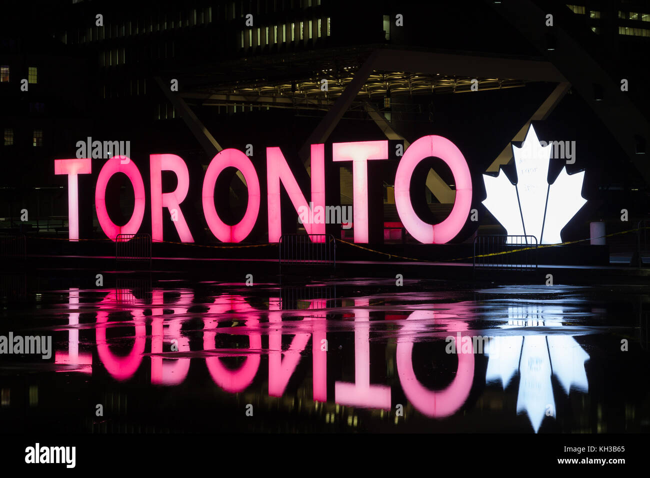 Toronto, Canada - Oct 11, 2017: Red illuminated Toronto sign at the ...