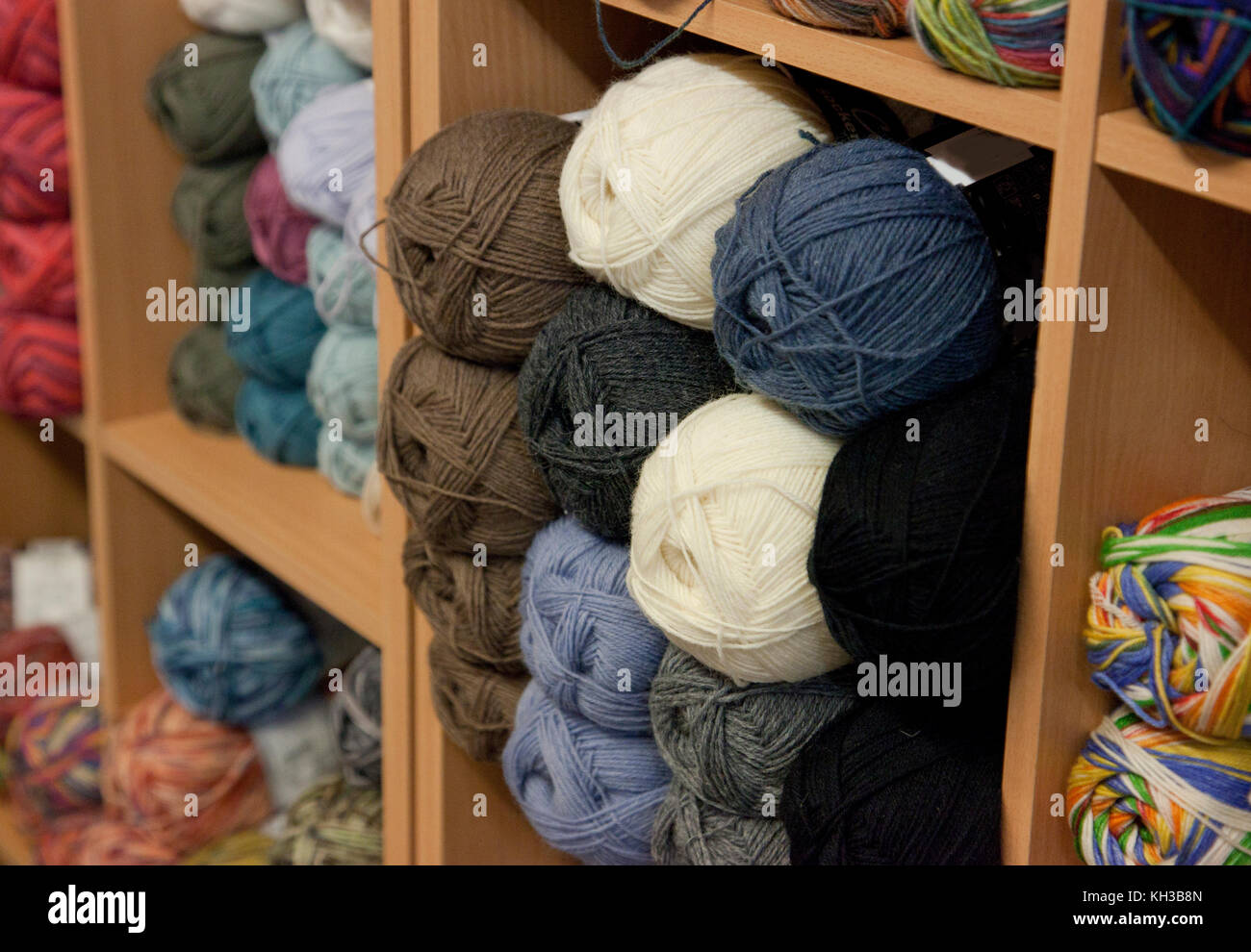 Shelf in store with wool balls hi-res stock photography and images - Alamy