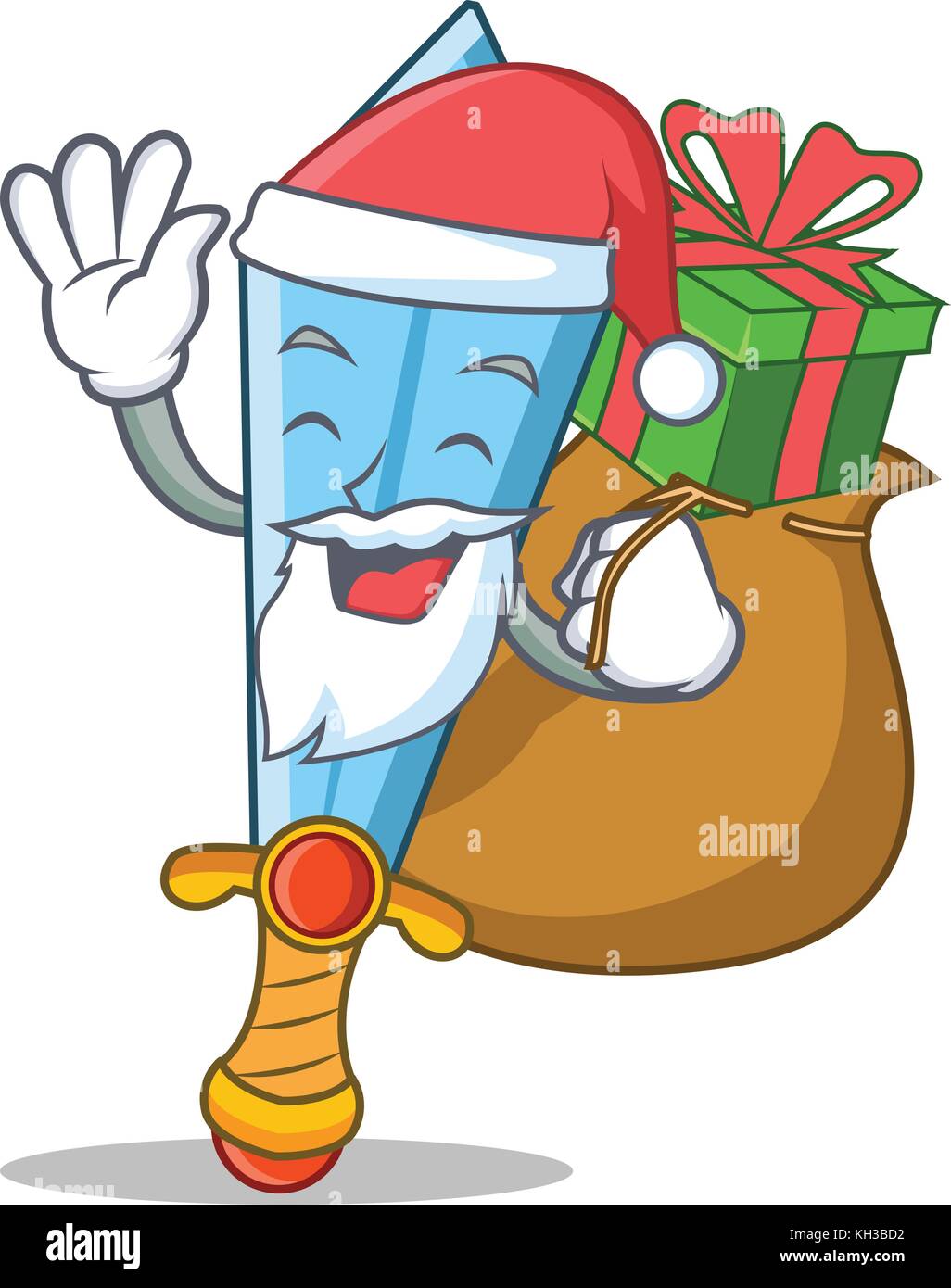 Santa with gift sword character cartoon style Stock Vector Image & Art ...