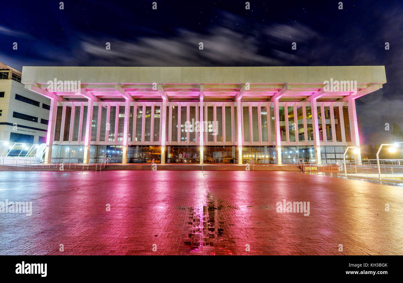 Perth Concert Hall at night from St. Georges Terrace. Located in Perth ...