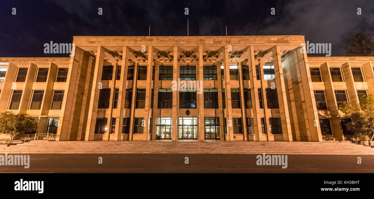 Parliament House, Perth at night. Located on Harvest Terrace in West ...