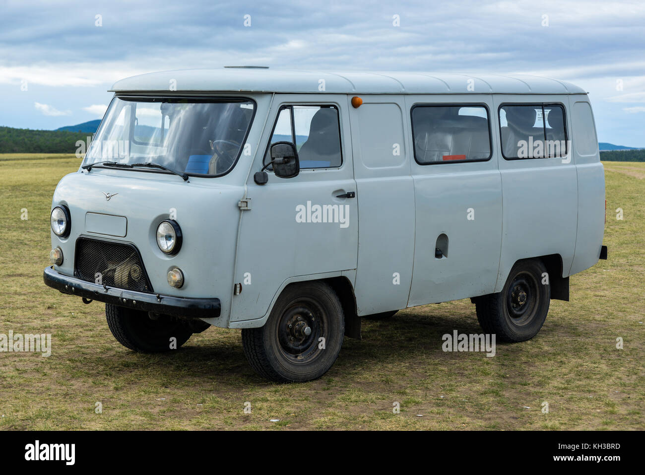 A typical Russian Tour Bus on Olkhon Island, Lake Baikal, Russia Stock ...