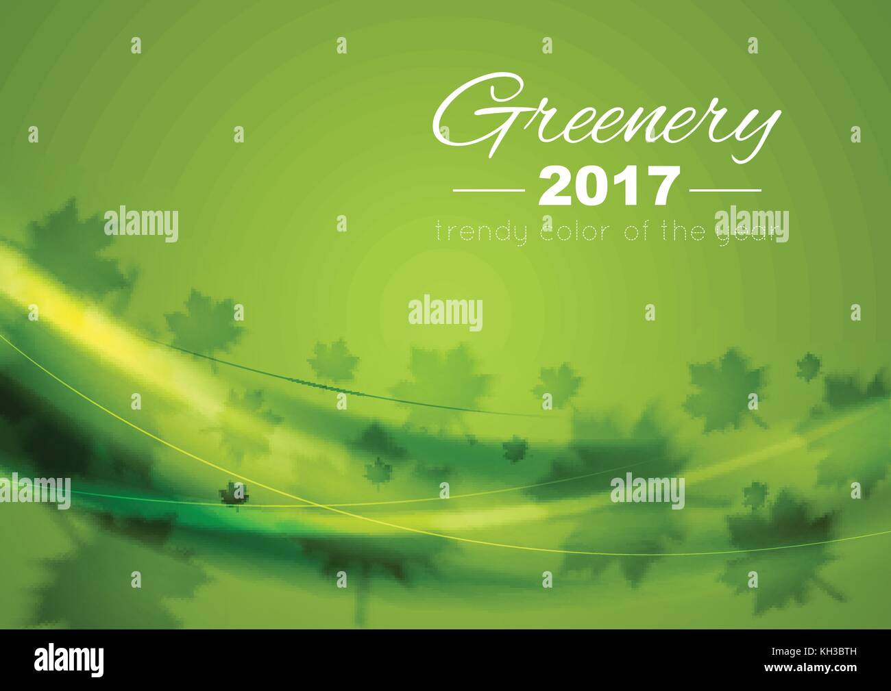 Color of the year 2017 Greenery abstract background. Vector waves and ...