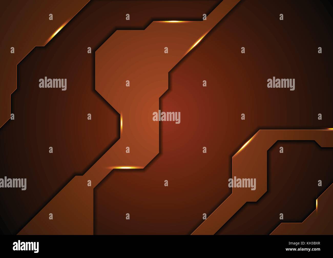 Abstract brown concept tech background. Glowing light vector template ...