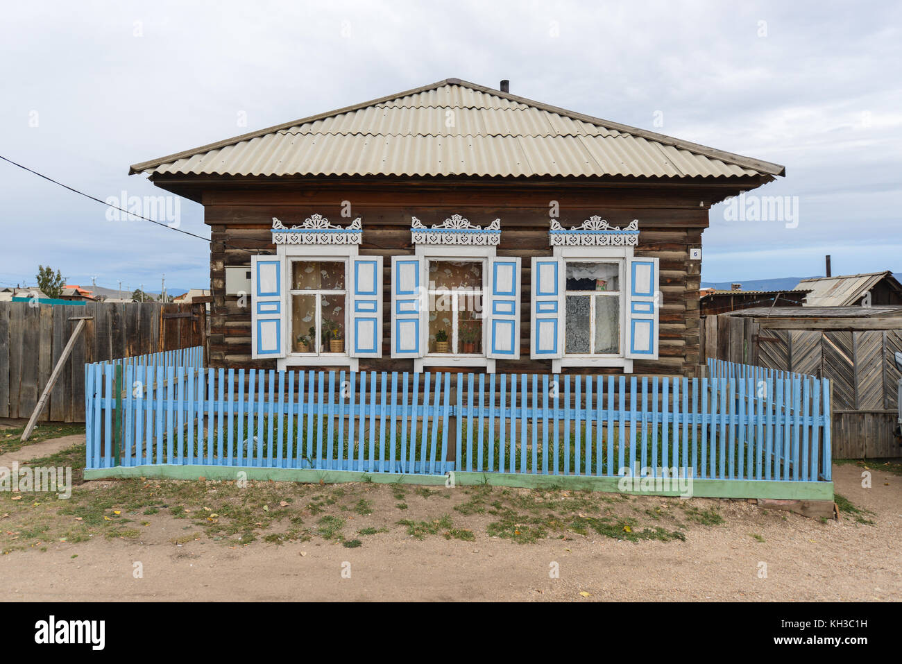 Traditional Russian Wooden House in Khuzir on the island of Olkhon, in ...
