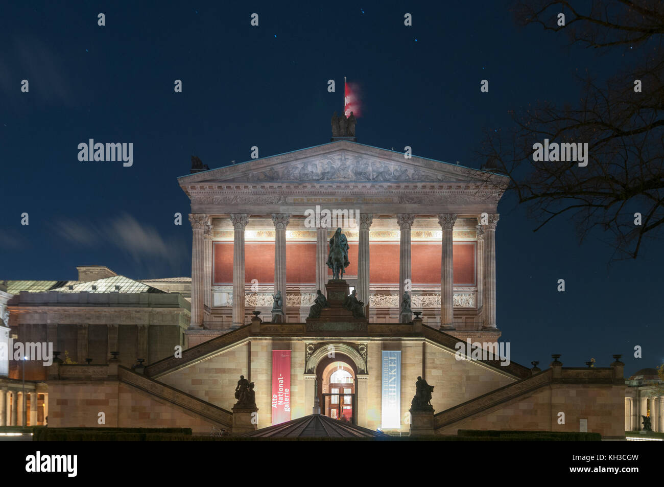 The Altes Museum at night. It is one of several internationally ...