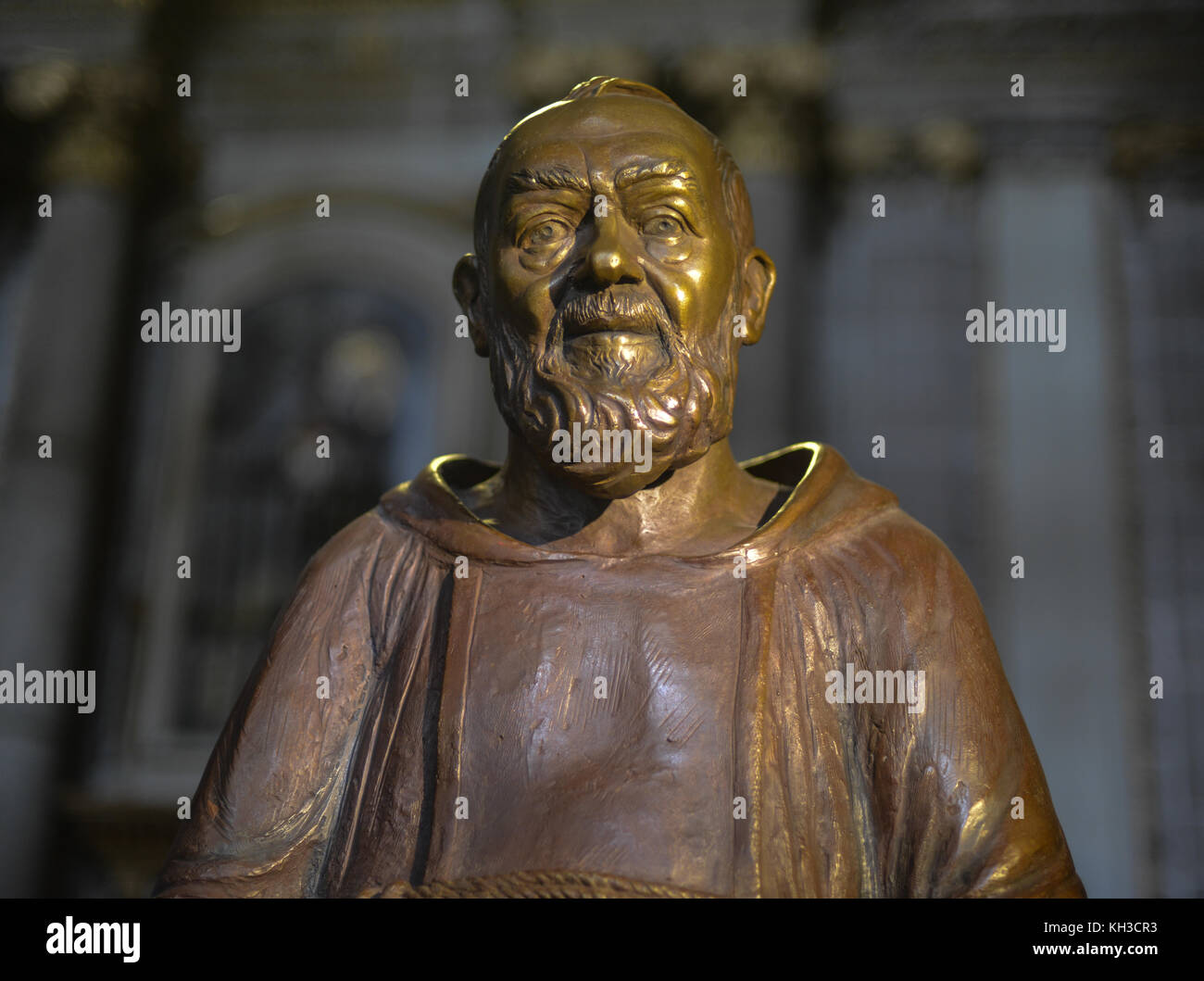 Wooden statue of a monk from the Metropolitan Cathedral in Mexico City ...