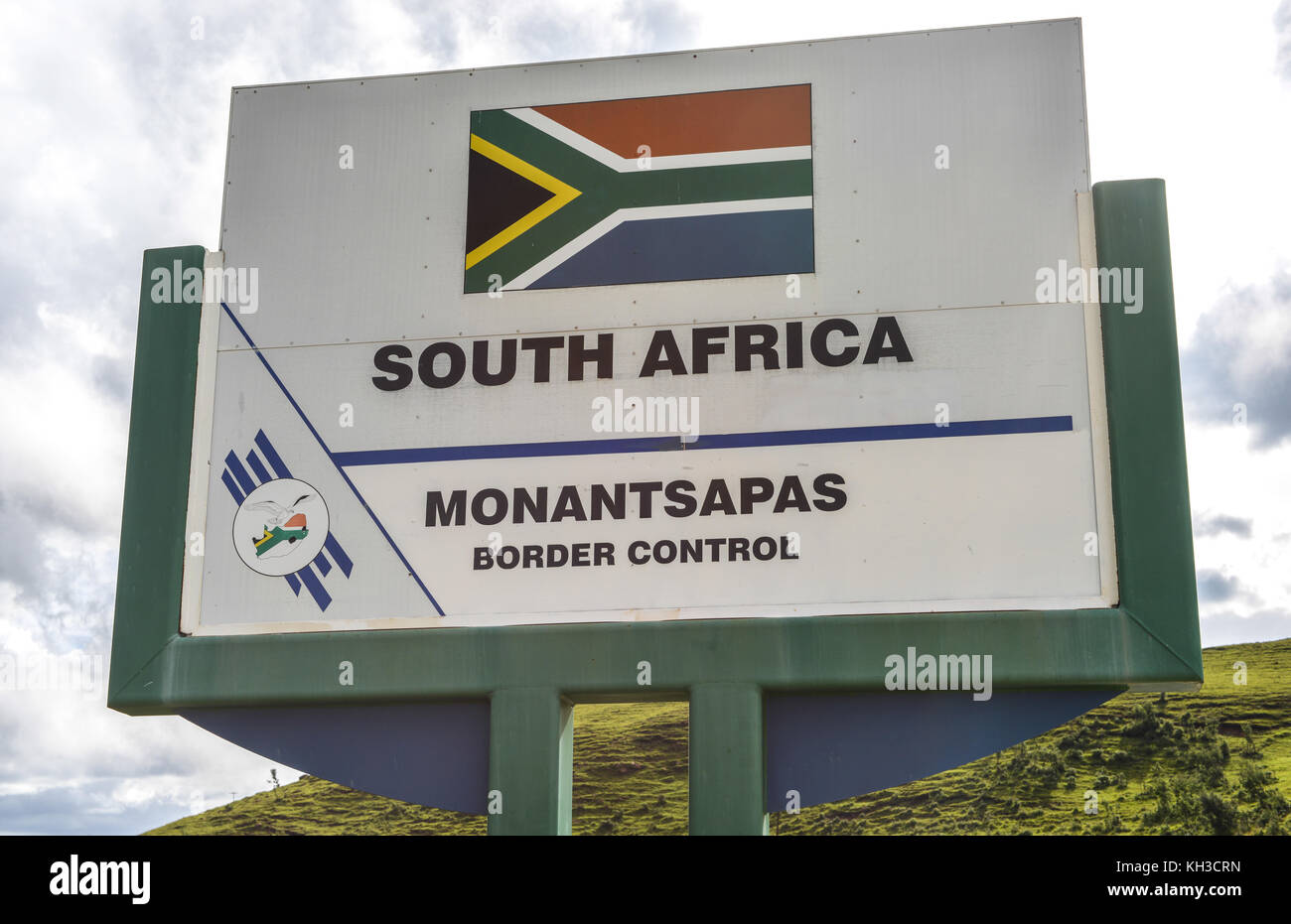 Monantsapas Border Control Sign between South Africa and Lesotho with ...