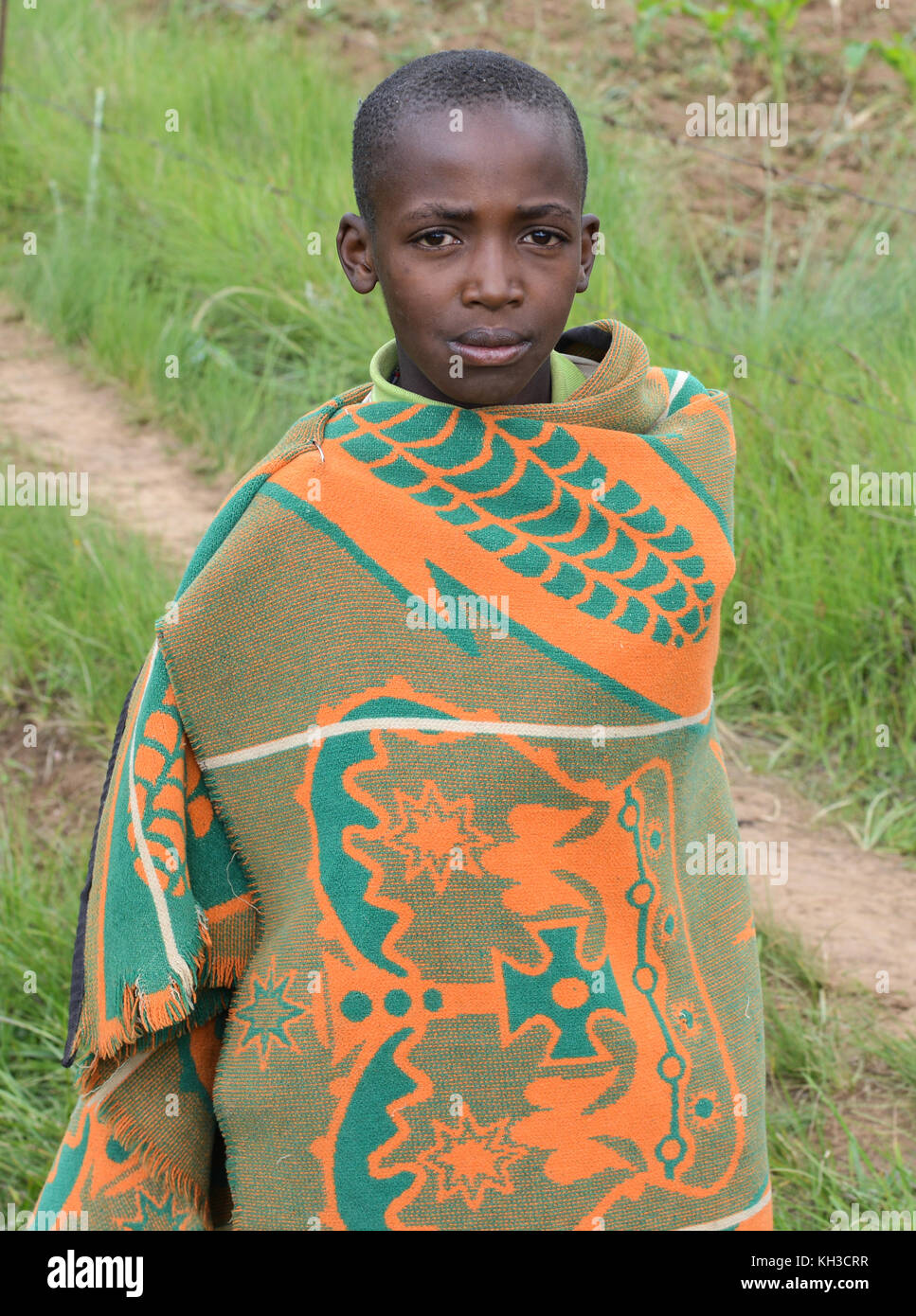 Butha-Buthe, Lesotho - December 17, 2012. A local Basotho boy in ...