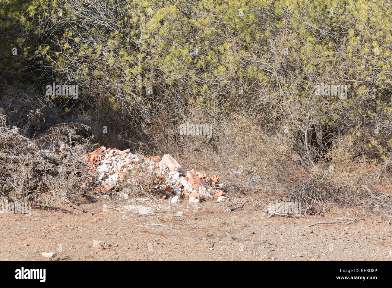 Pollution in Greece - Rubble left in nature Stock Photo - Alamy