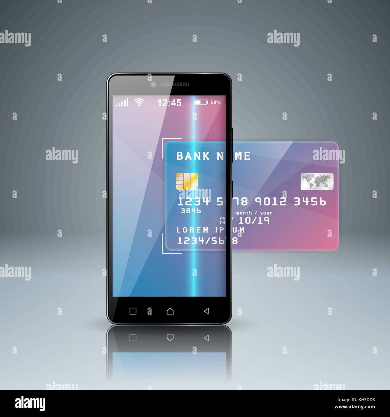 Bank, card, smartphone, digital gadget icon. Business infographi Stock ...