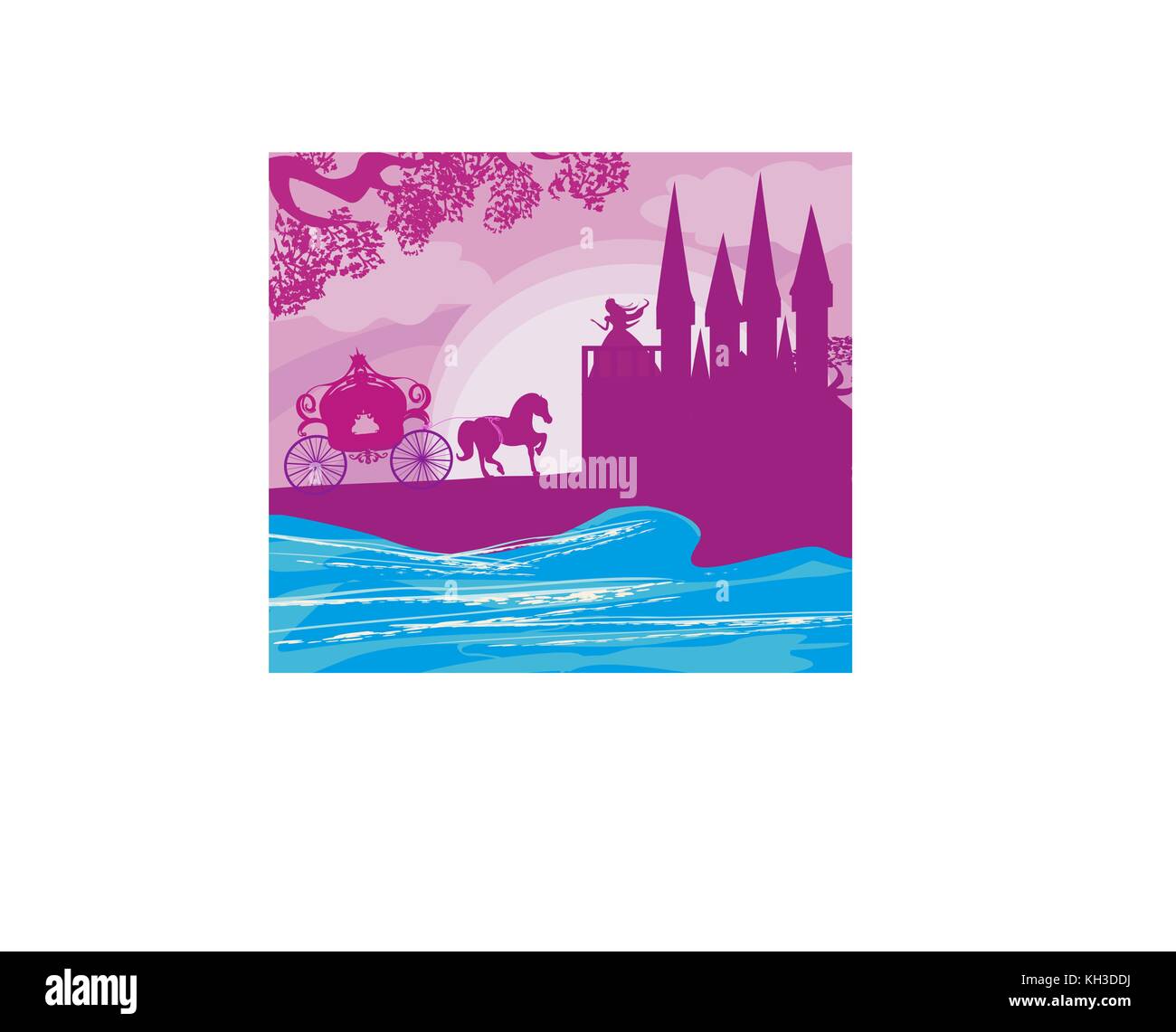 Illustration of princess in castle waiting for Prince Stock Vector ...