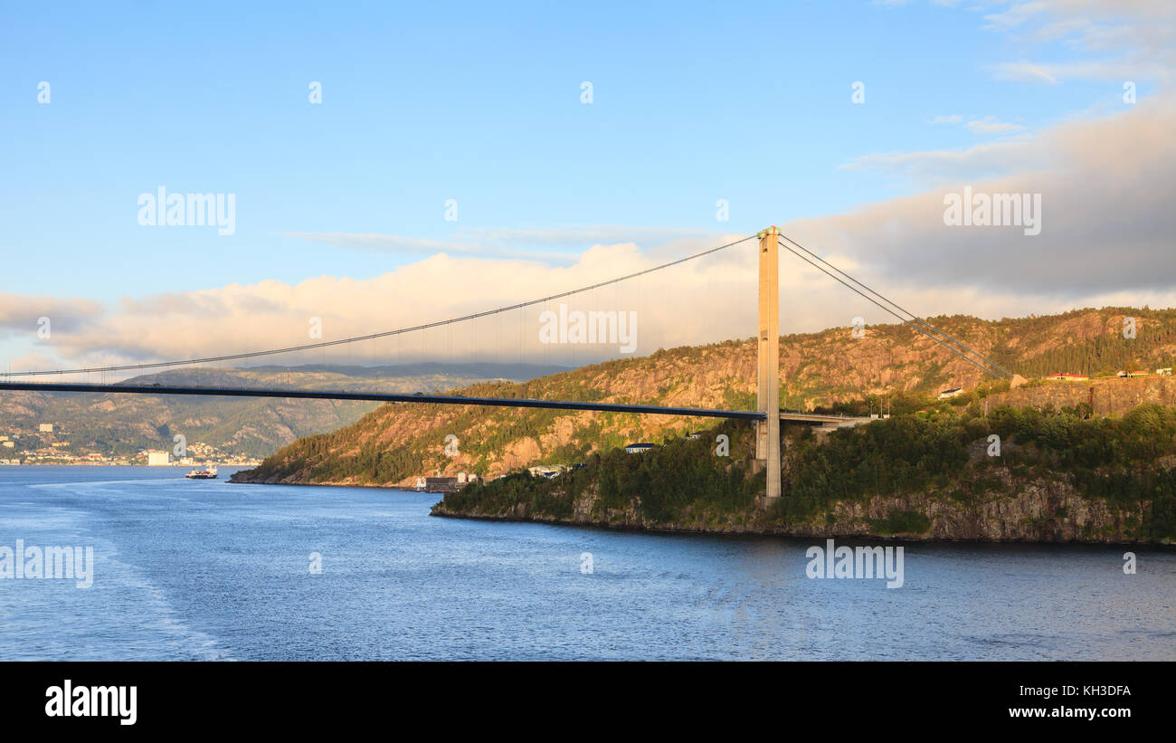 Sotra bridge is a suspension bridge crossing Knarreviksundet in Norway ...