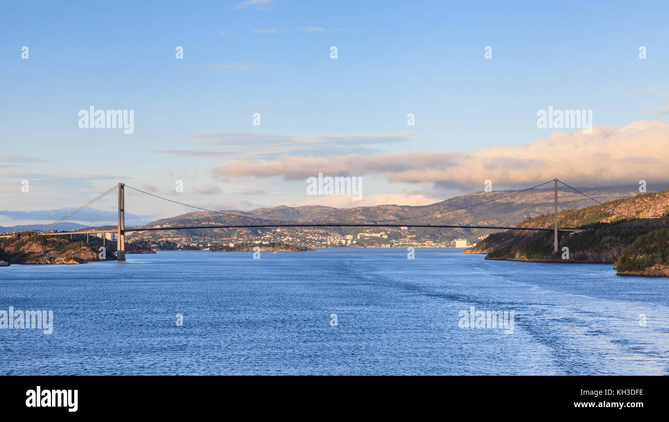 Sotra bridge is a suspension bridge crossing Knarreviksundet in Norway ...