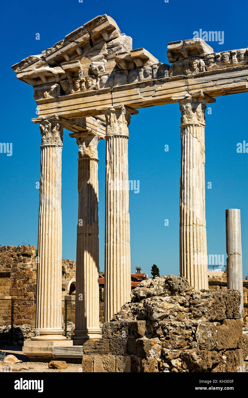 Ruins of the ancient city of Side and the Amphitheatre photo Stock ...