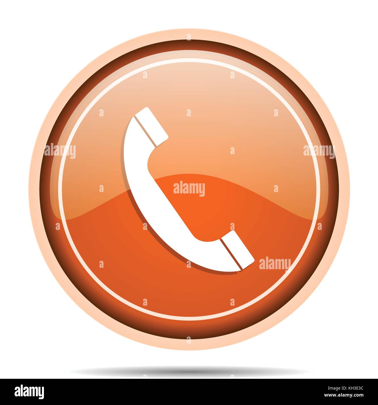 Phone orange round web and mobile phone vector icon in eps 10 on white ...