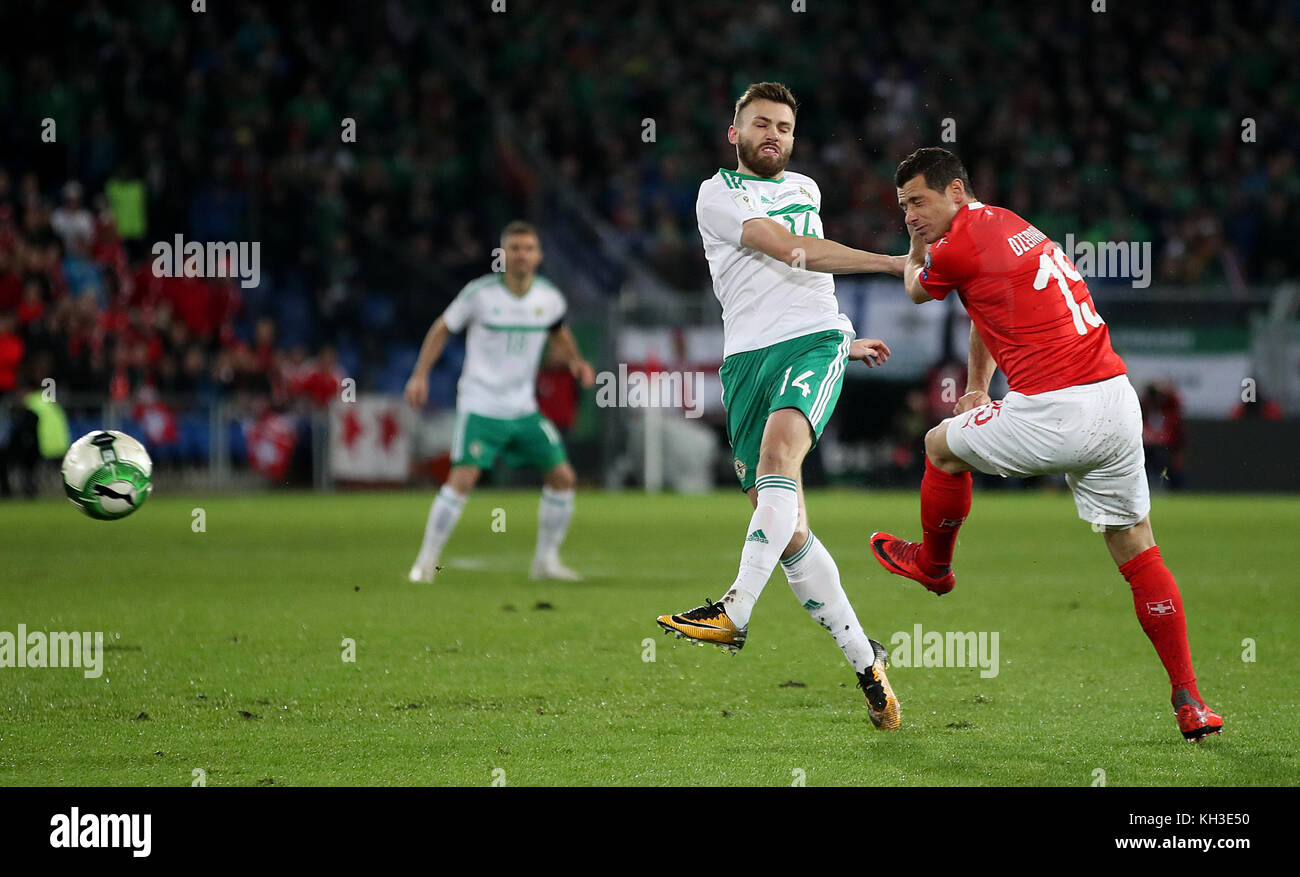 Northern Ireland's Stuart Dallas has a shot on goal during the FIFA ...