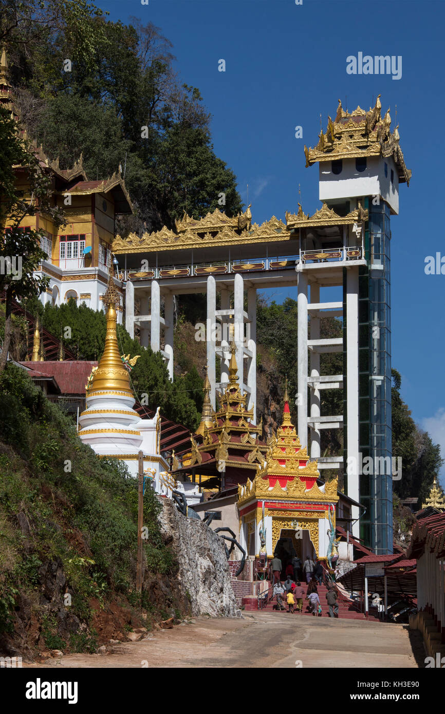 The entrance to Pindaya Cave in Myanmar (Burma). The interior of the ...