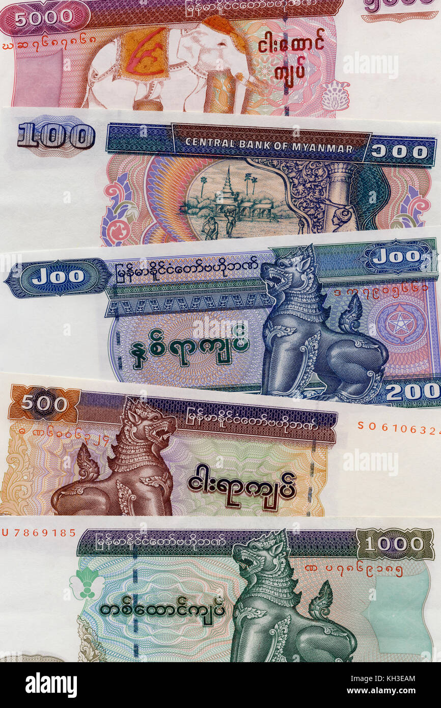 selection of Burmese Banknotes Stock Photo - Alamy